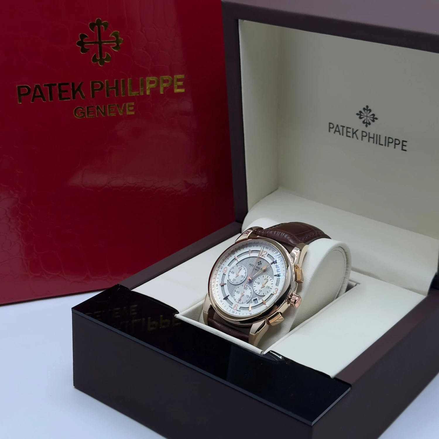 Patek Philippe Subdial Leather Brown Watch | Alghaith Luxury Gifts Store